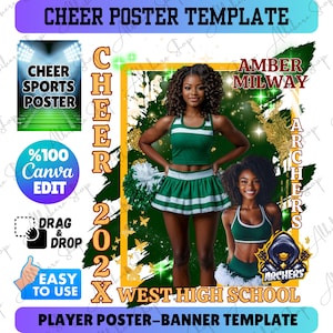 Cheerleader Poster Template: Editable Cheer Design (canva) - Etsy