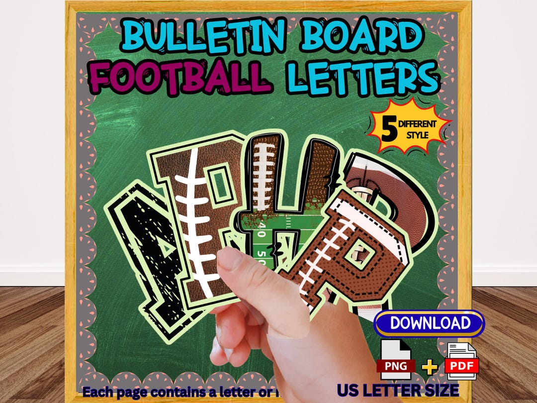 Football Bulletin Board Letters Alphabet Fonts PNG, Classroom Decor ...