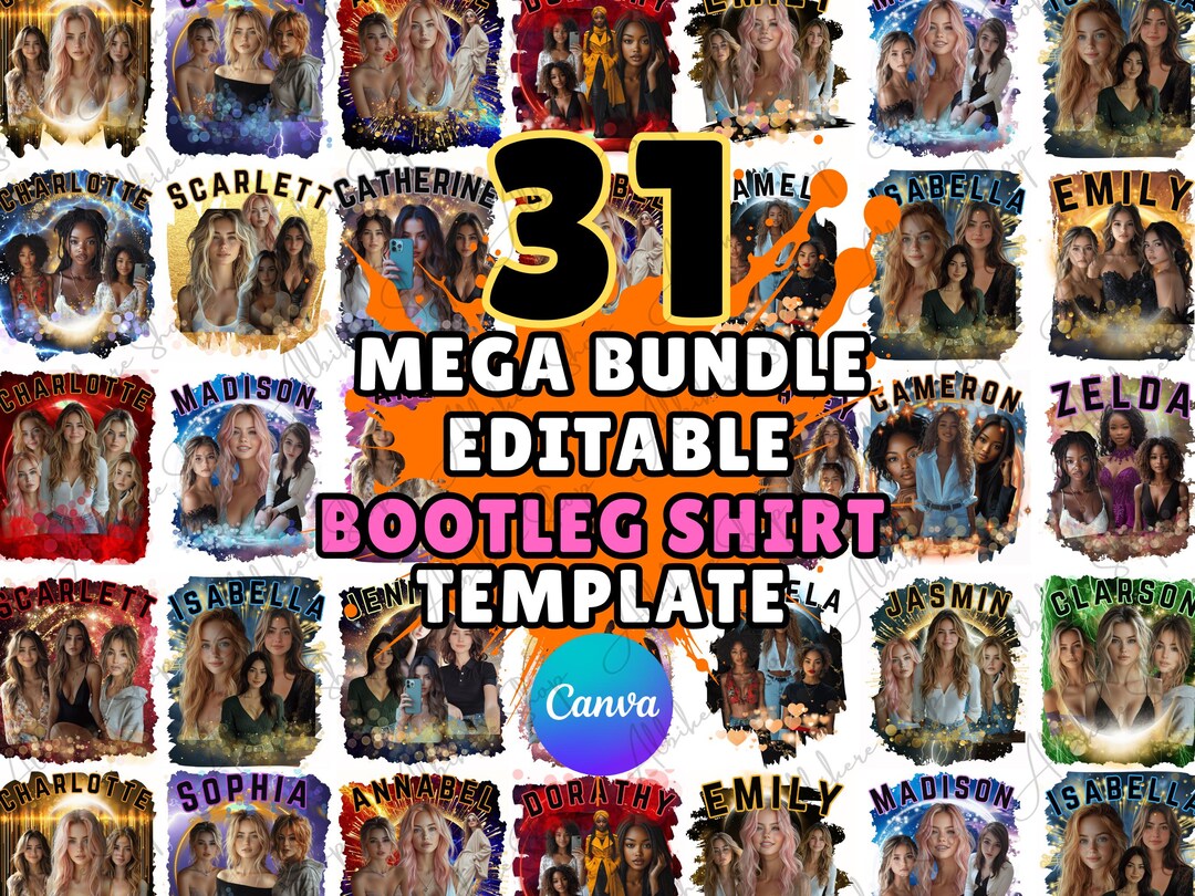 Custom Bootleg Editable Canva Template Bokeh, DIY Bootleg Designs ...