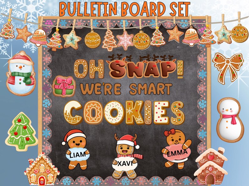 Gingerbread Bulletin Board Kit Classroom Decor: Xmas Class Door Decore ...