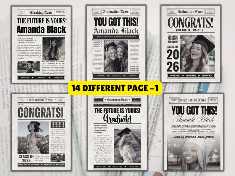 2026 Graduation Newspaper Template | Grad Photo 26 Newspaper Templates ...