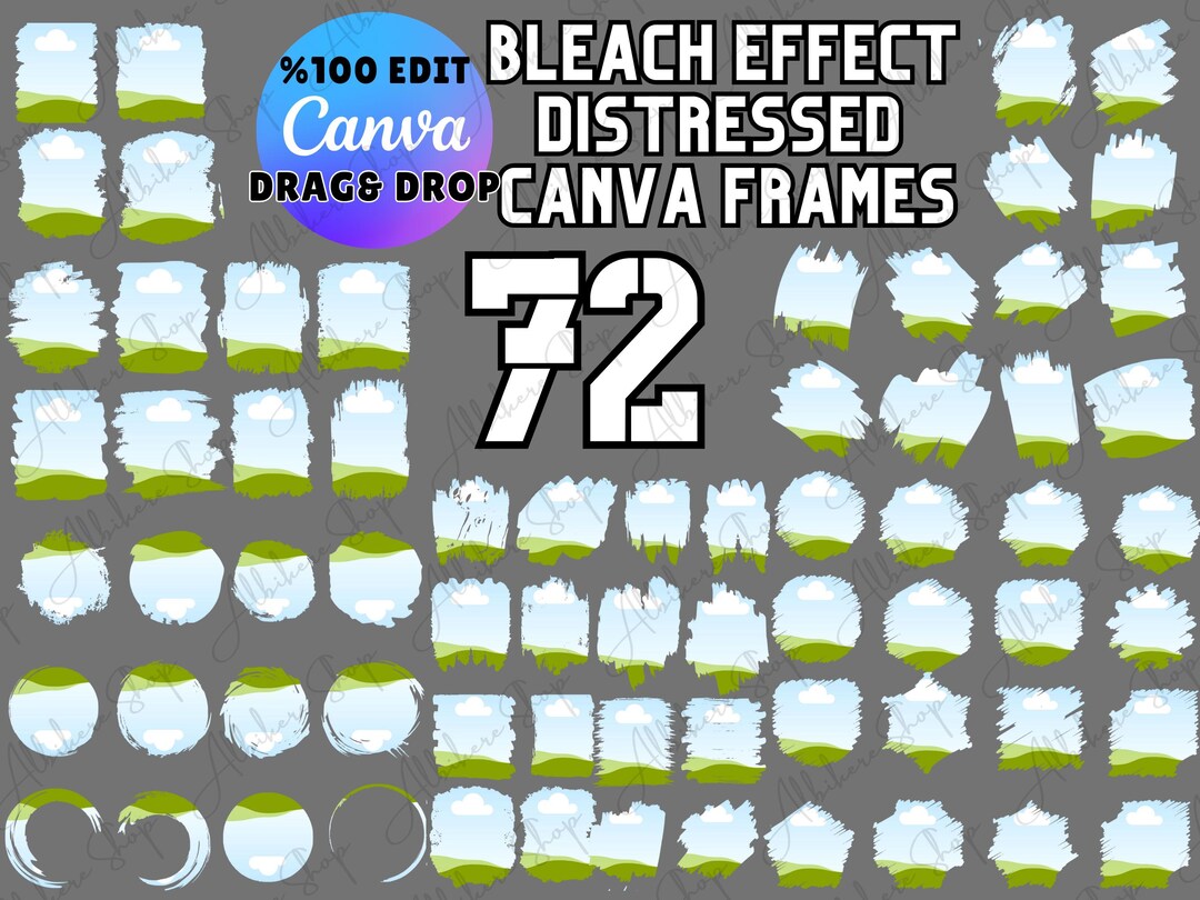 Distressed Canva Frames Template: Bleach Effect Photo Collage (digital ...