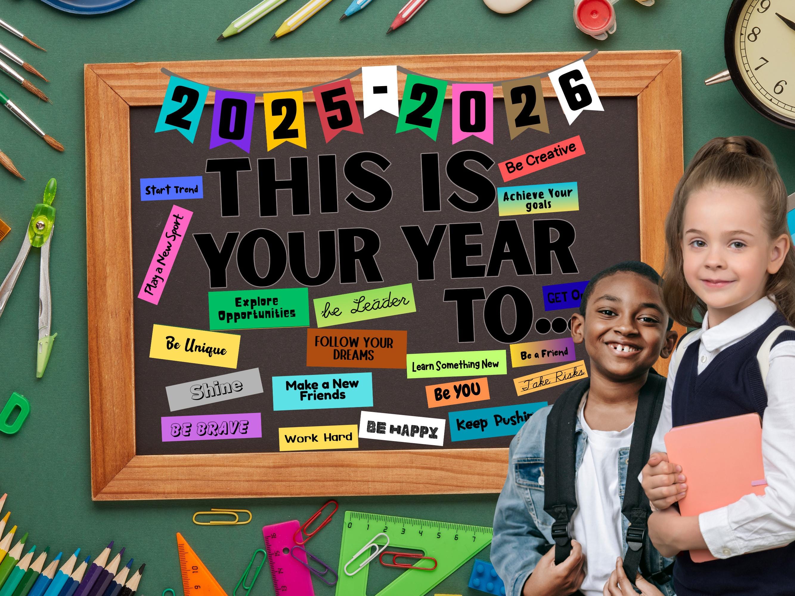 Back to School Bulletin Board Kit Printable Classroom Decor PDF Digital ...