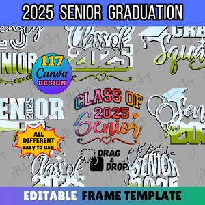 Senior 2025 Canva Frames 2025 Grad Bundle, Graduation 2025 High School ...