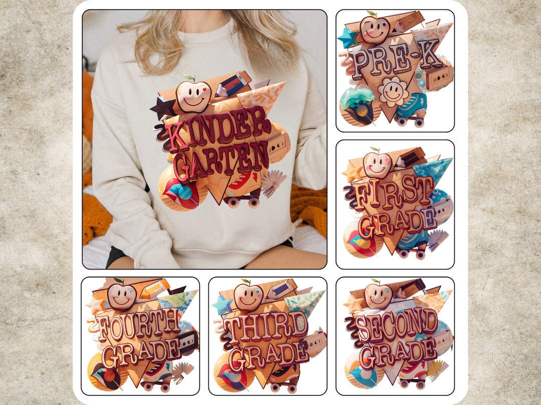 Retro Back to School Bundle PNG Kindergarten First Day of School Shirt ...
