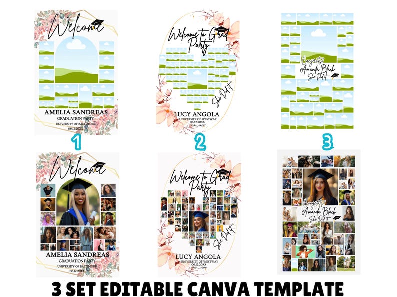 Graduation Photo Collage Grad Party Welcome Sign, Graduate Poster Easel ...