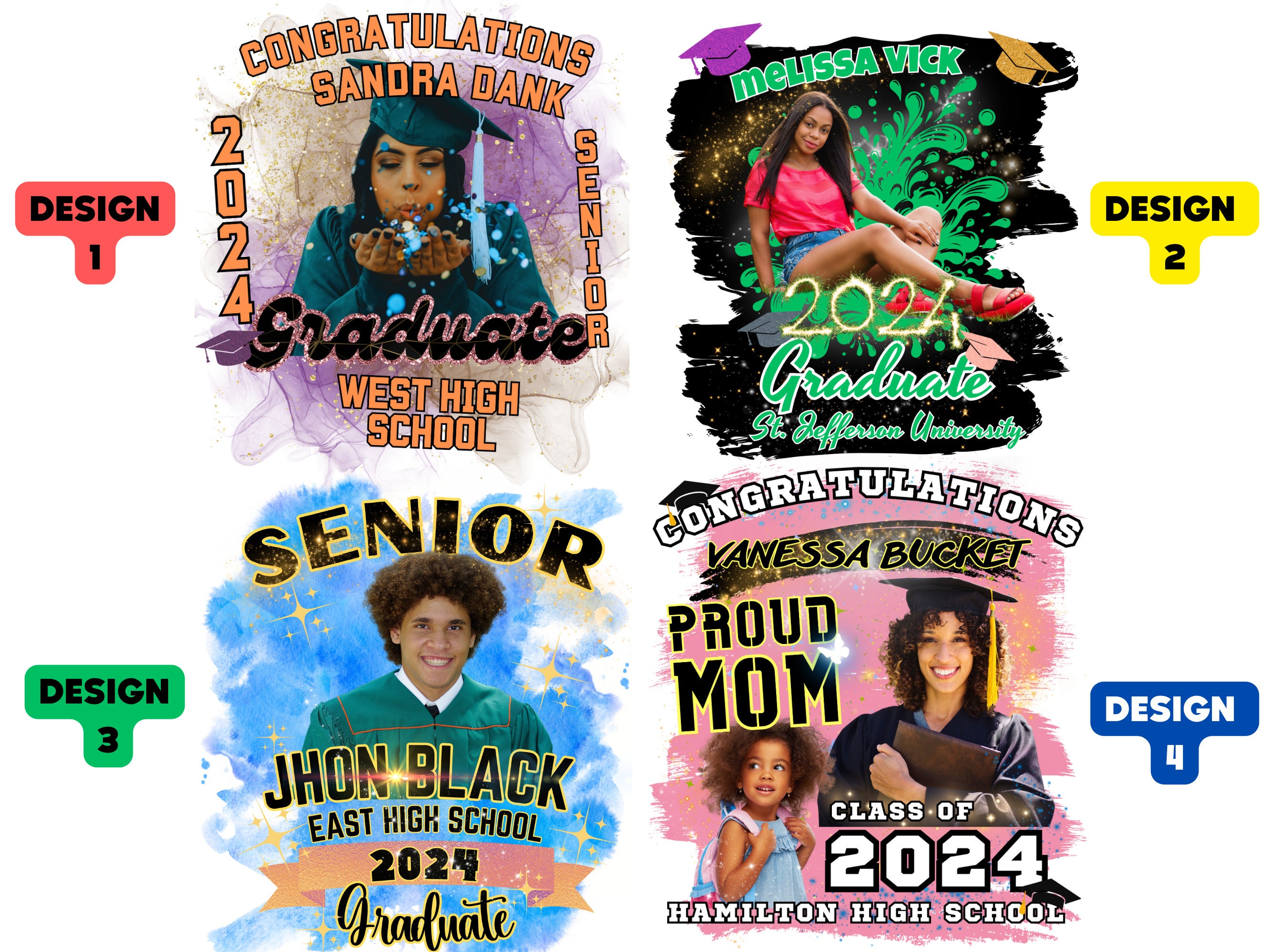 Graduation T Shirt Template 4 Bundle Class of 2024 Editable in Canva ...