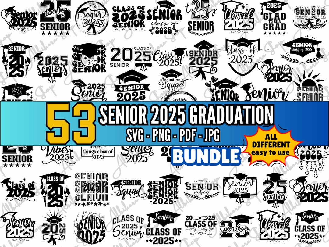 2025 Graduation SVG Graduate 2025 Senior, High School Shirt Bundle ...