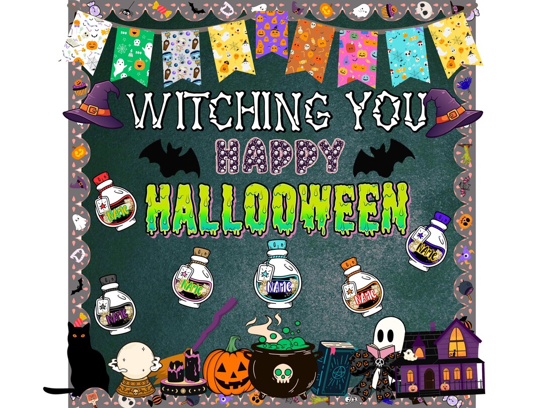 Printable Halloween Bulletin Board Kit Witchy Themed: Classroom Wall ...
