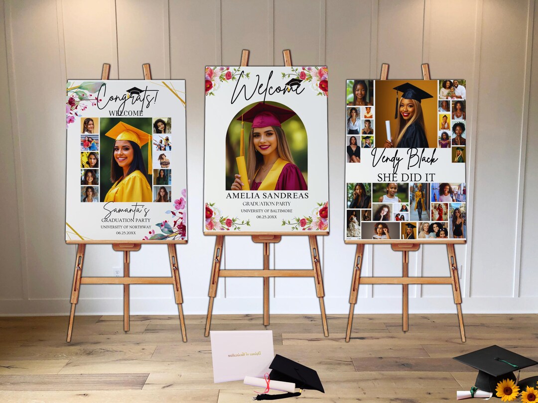 Graduation Photo Collage Template, Grad Party Sign, Graduation Party ...