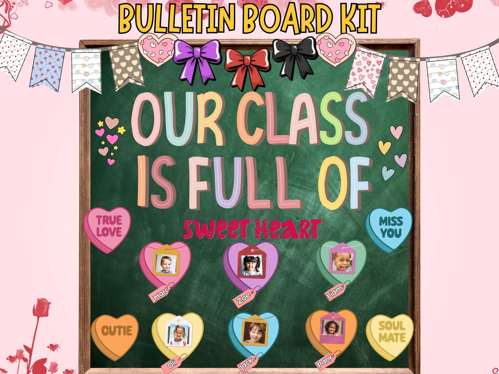 Valentine Bulletin Board Set Class Door Decore Valentines School Decor ...