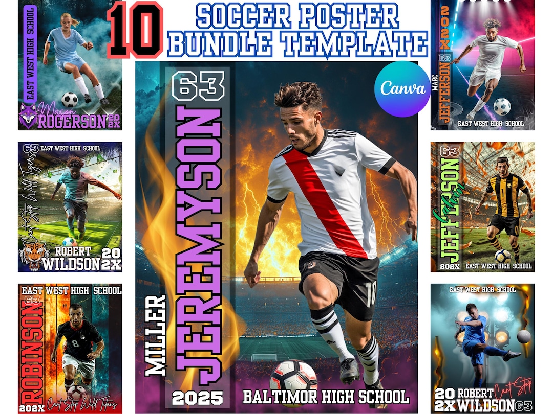Soccer Poster Template Canva Editable, Soccer Team Template, Soccer ...