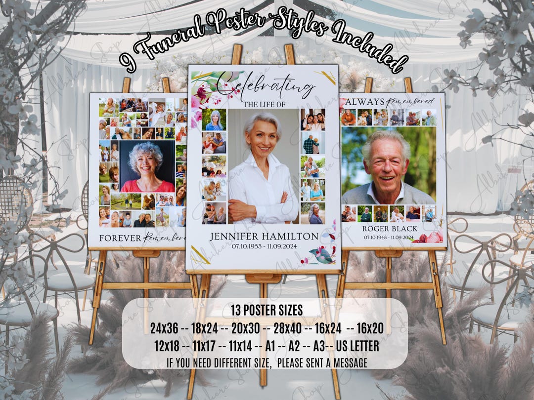 Celebration of Life Photo Collage Poster Funeral Memorial Welcome Sign ...