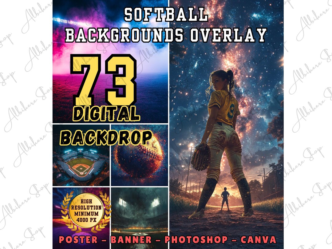 Softball Digital Backdrop Background Fog, Stadium Poster Backdrops ...