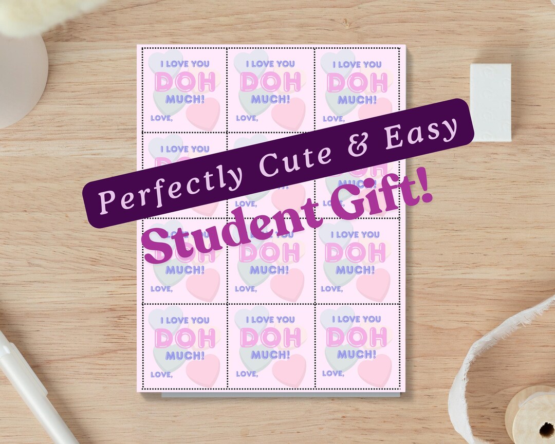 Play-doh Valentine's Cards: Teacher Student Gift (printable) - Etsy