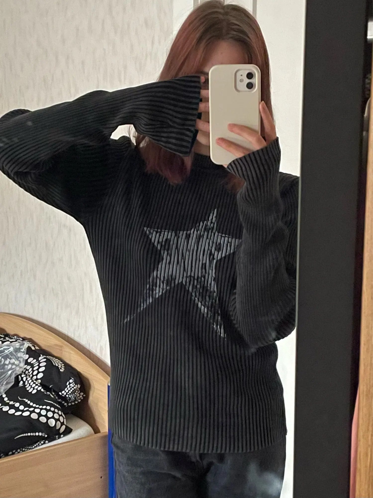 Black Sweater With Y2K Stripes,black Gothic Striped Sweater,korean ...