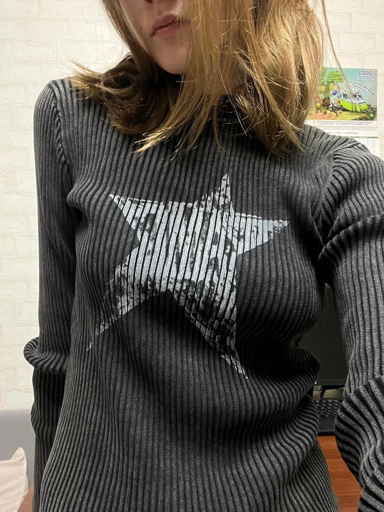 Black Sweater With Y2K Stripes,black Gothic Striped Sweater,korean ...