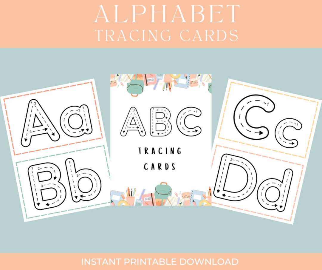Alphabet Tracing Cards, Handwriting Practice, Tracing Letters, Alphabet ...