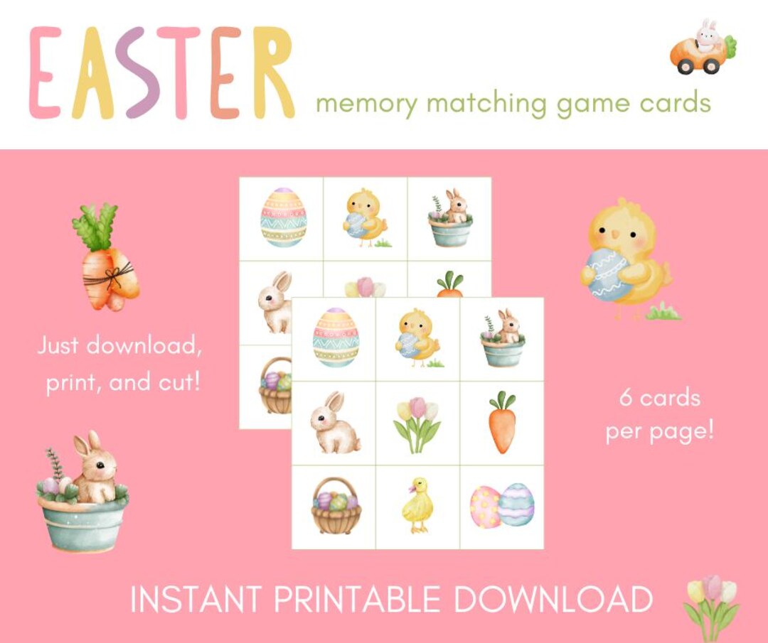 EASTER Memory Game • Activities for Kids | DIGITAL Print | Memory Match ...