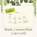 Plant Care Card, Digital Plant Care Label, Printable Houseplant Care ...