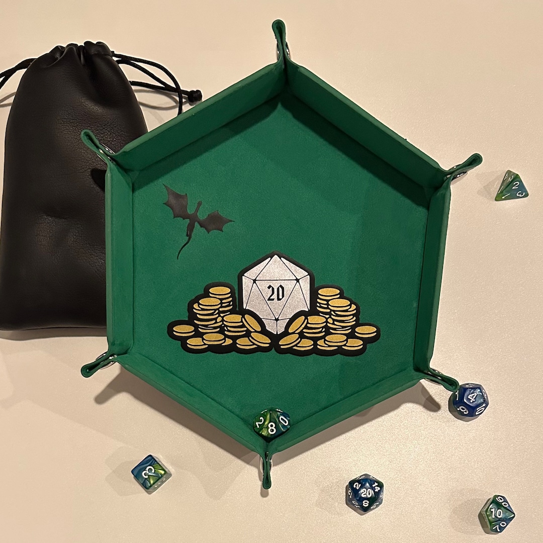 Dragon With D20 Dice Hoard Collapsable Dice Tray for Tabletop RPG or ...