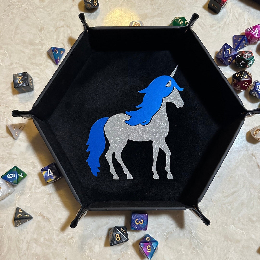 Metallic Blue Unicorn Dice Tray – Collapsible for RPG Tabletop Gaming ...