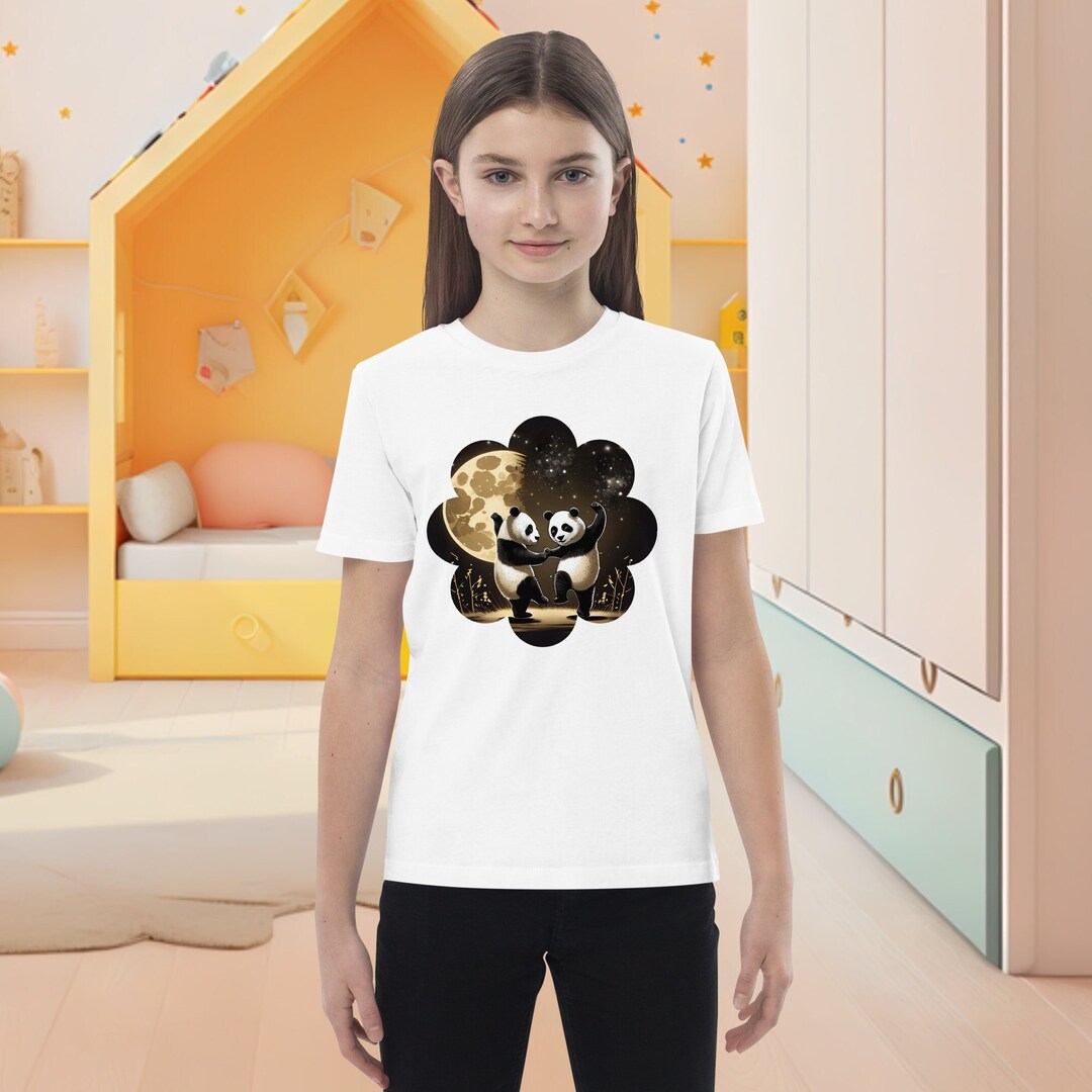 Kids Moonlight Panda Waltz Organic Cotton T-shirt - Etsy UK