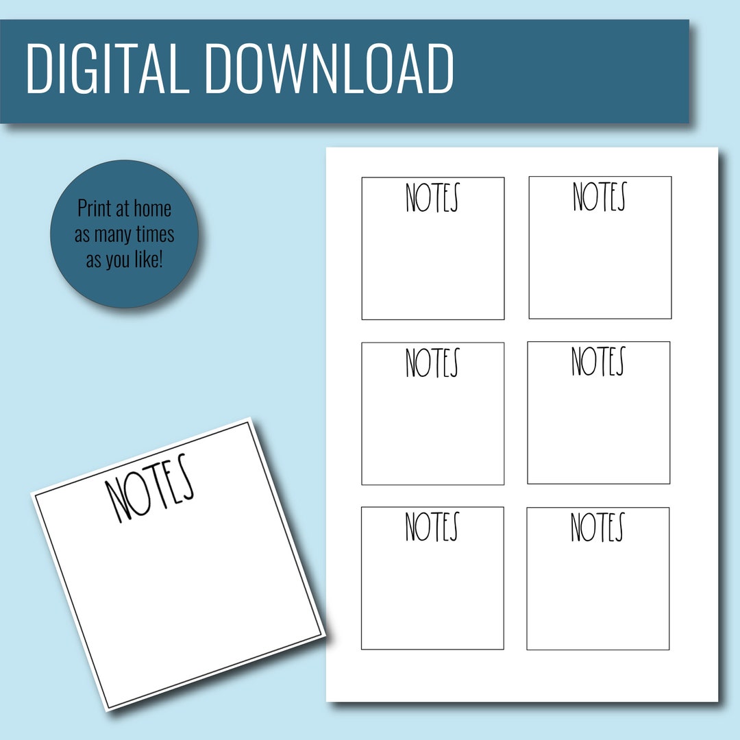 Printable Notes Instant Download Sticky Notes Digital - Etsy