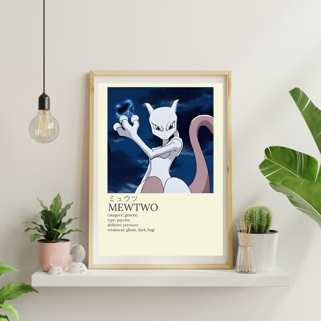Mewtwo Poster, Anime Print, Japanese Poster, Fun Aesthetic Print ...