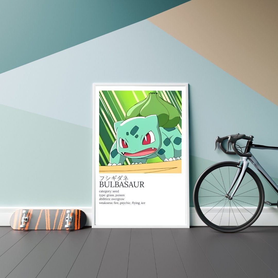Bulbasaur Poster, Anime Print, Japanese Poster, Fun Aesthetic Print ...