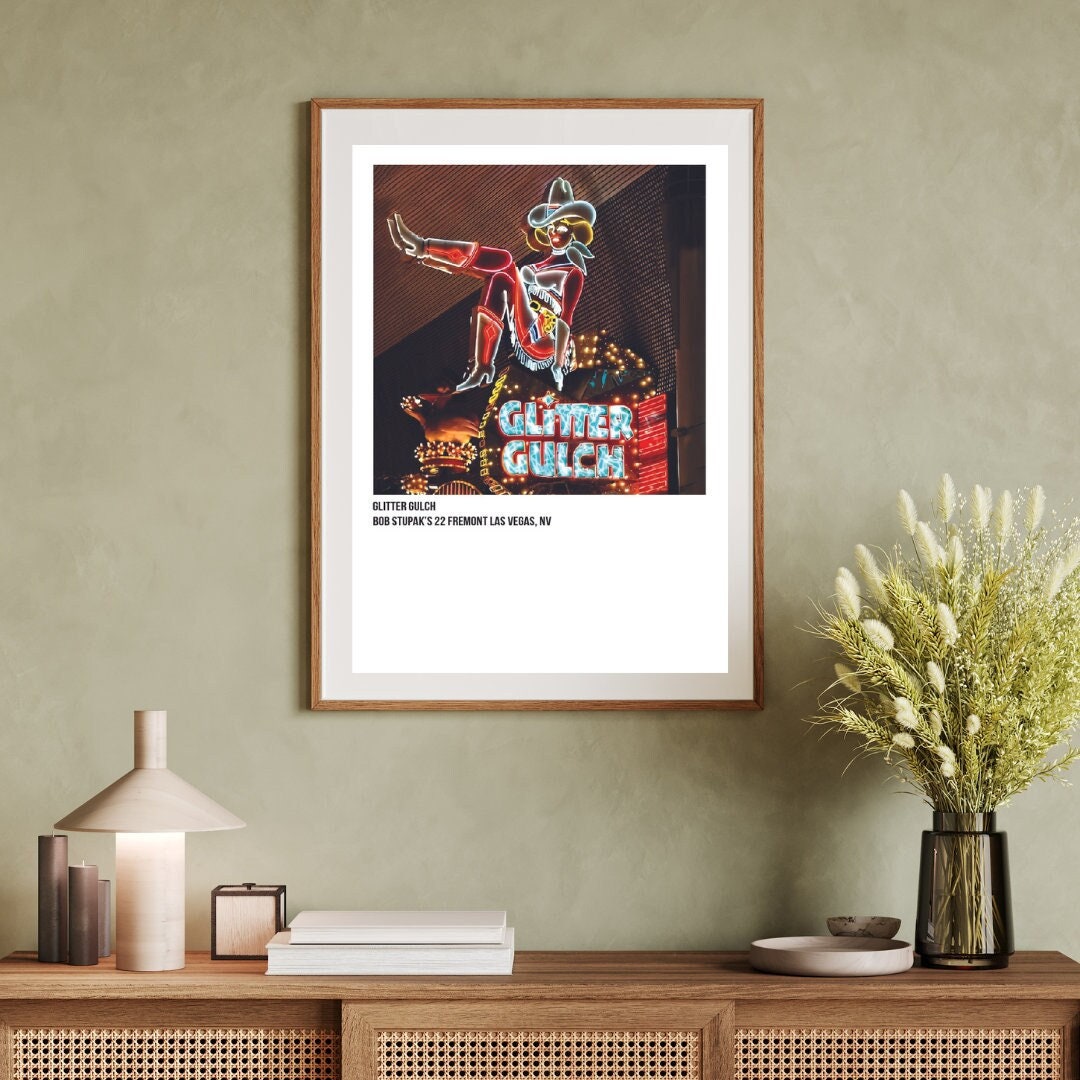 Glitter Gulch, Retro Poster, Slogan, Vintage Print, Neon Lights, Bar ...
