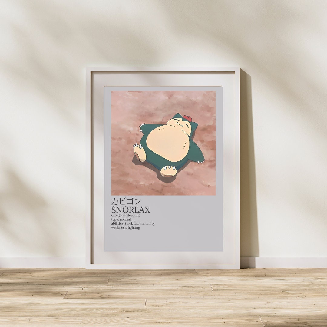 Snorlax Poster, Anime Print, Japanese Poster, Fun Aesthetic Print ...