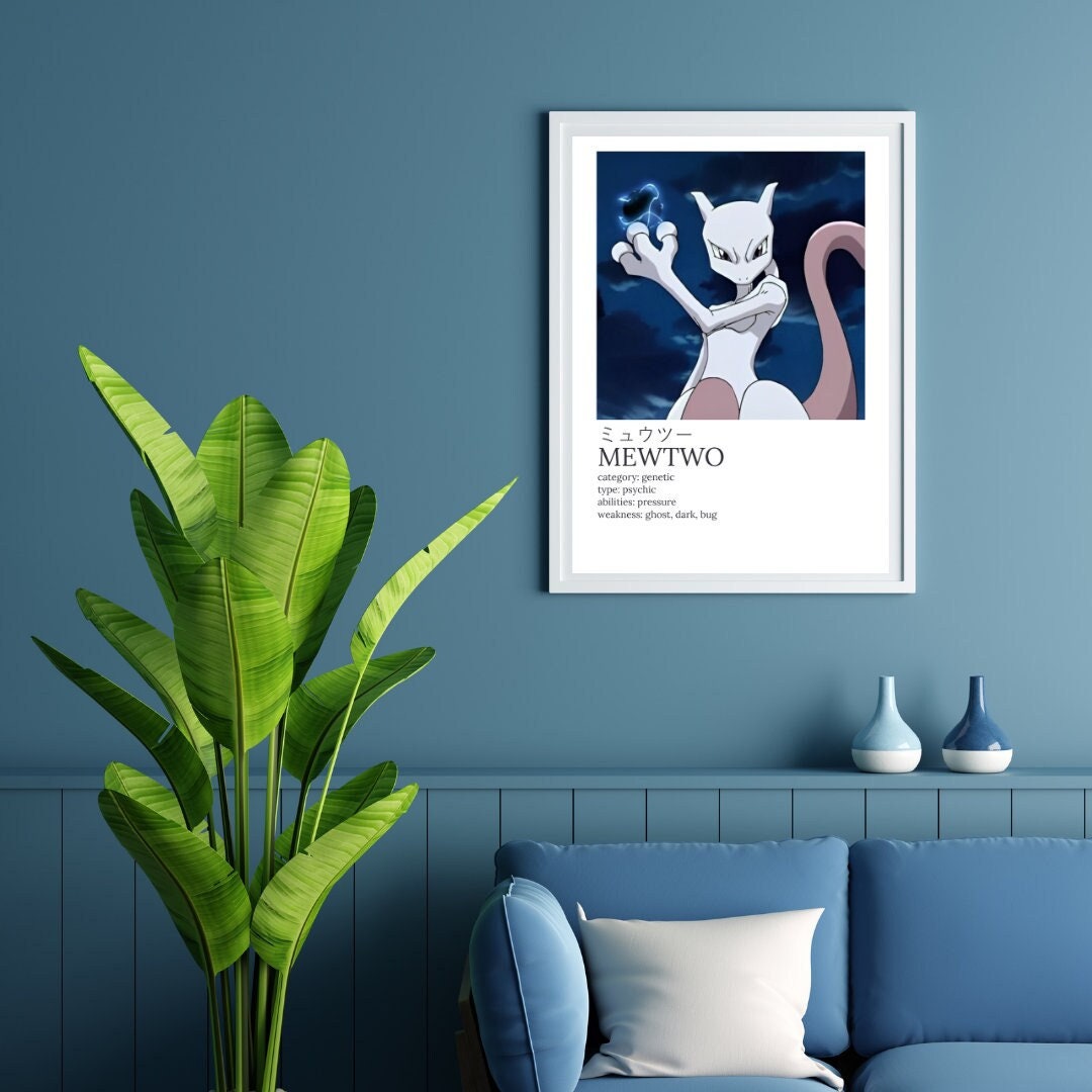 Mewtwo Poster, Anime Print, Japanese Poster, Fun Aesthetic Print ...