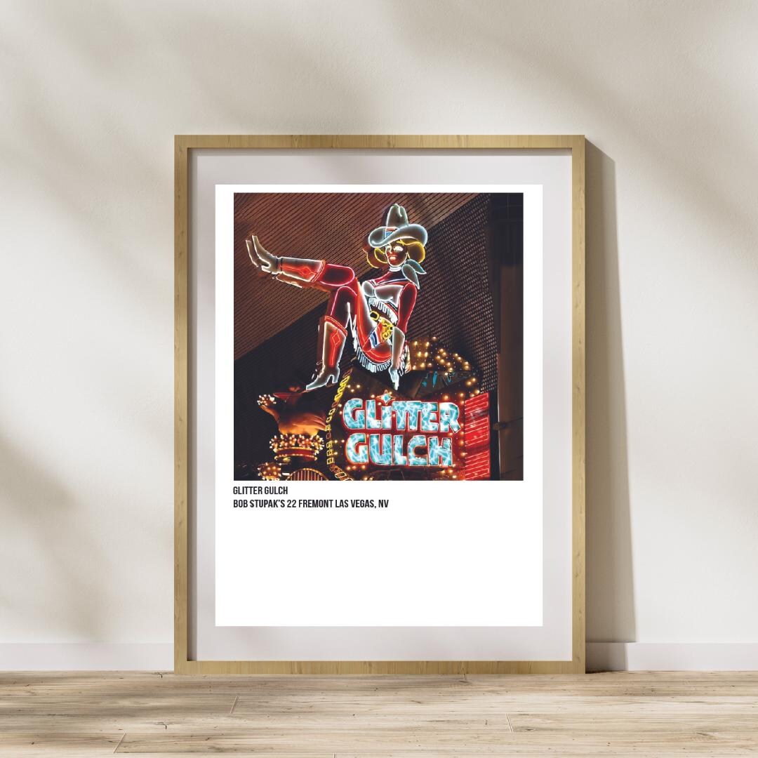 Glitter Gulch, Retro Poster, Slogan, Vintage Print, Neon Lights, Bar ...