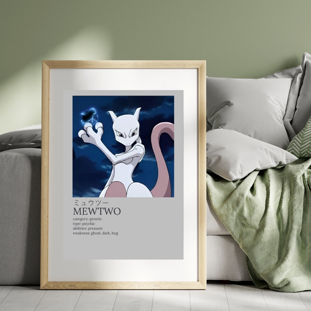 Mewtwo Poster, Anime Print, Japanese Poster, Fun Aesthetic Print ...