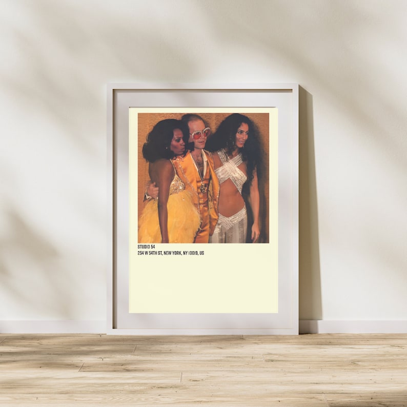 Diana Ross, Elton John & Cher Studio 54, Retro Aesthetic Print, 70s ...