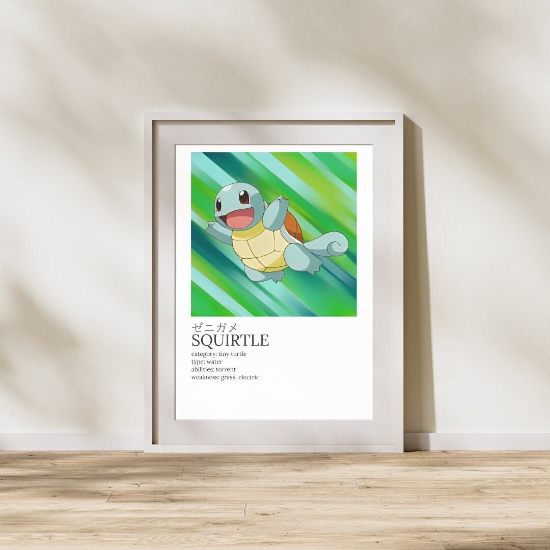 Squirtle Poster Poster, Anime Print, Japanese Poster, Fun Aesthetic ...