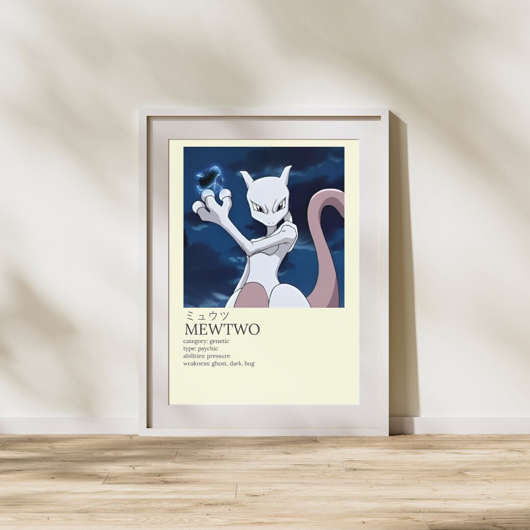 Mewtwo Poster, Anime Print, Japanese Poster, Fun Aesthetic Print ...