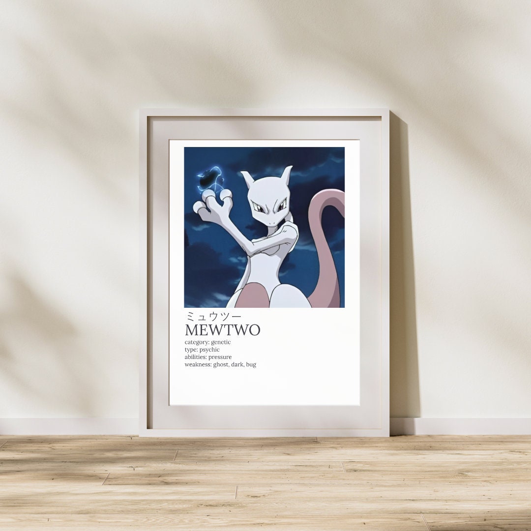 Mewtwo Poster, Anime Print, Japanese Poster, Fun Aesthetic Print ...
