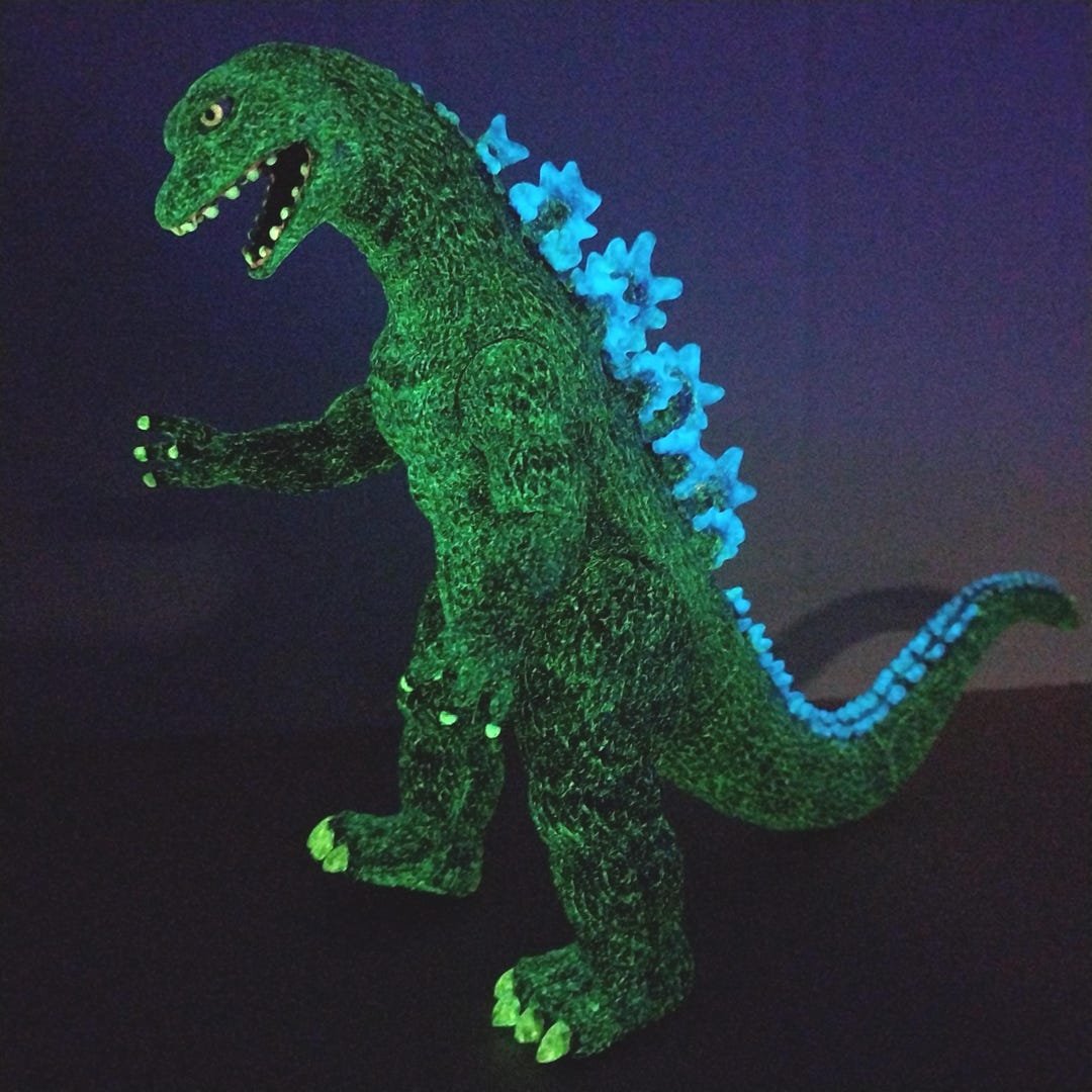 Repainted Vintage Imperial Godzilla Figure - Custom 'glow-in-the-dark ...