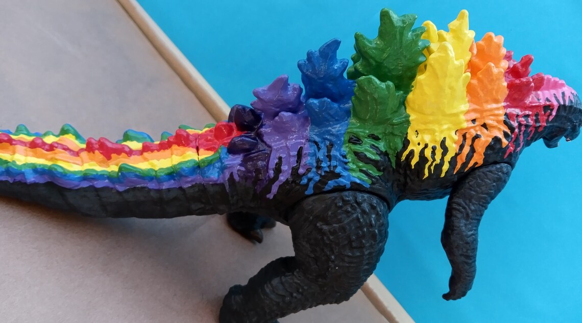 Rainbow Godzilla Custom 6 Figure Repaint 2019 Godzilla King of the ...