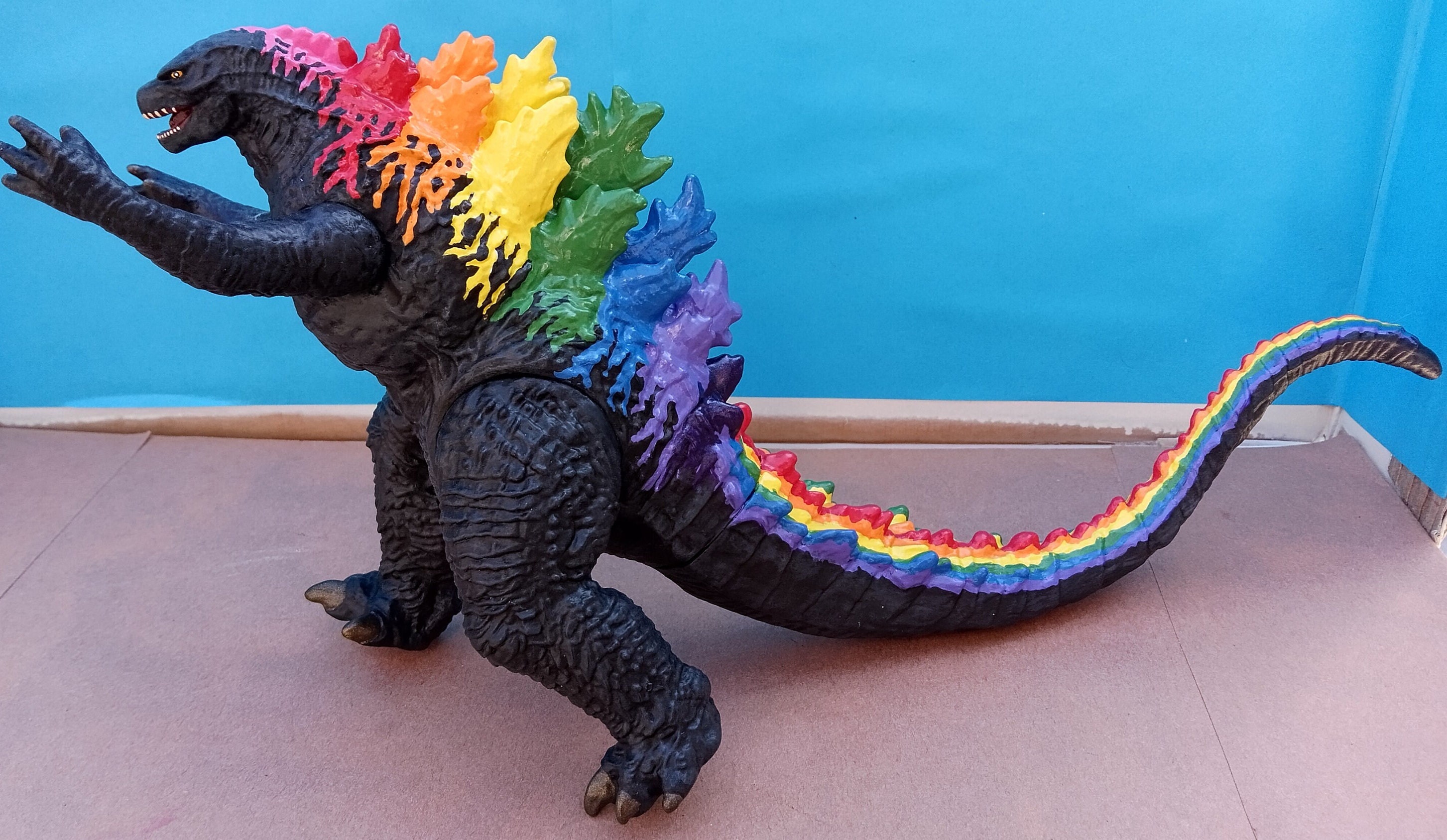 Rainbow Godzilla Custom 6 Figure Repaint 2019 Godzilla King of the ...