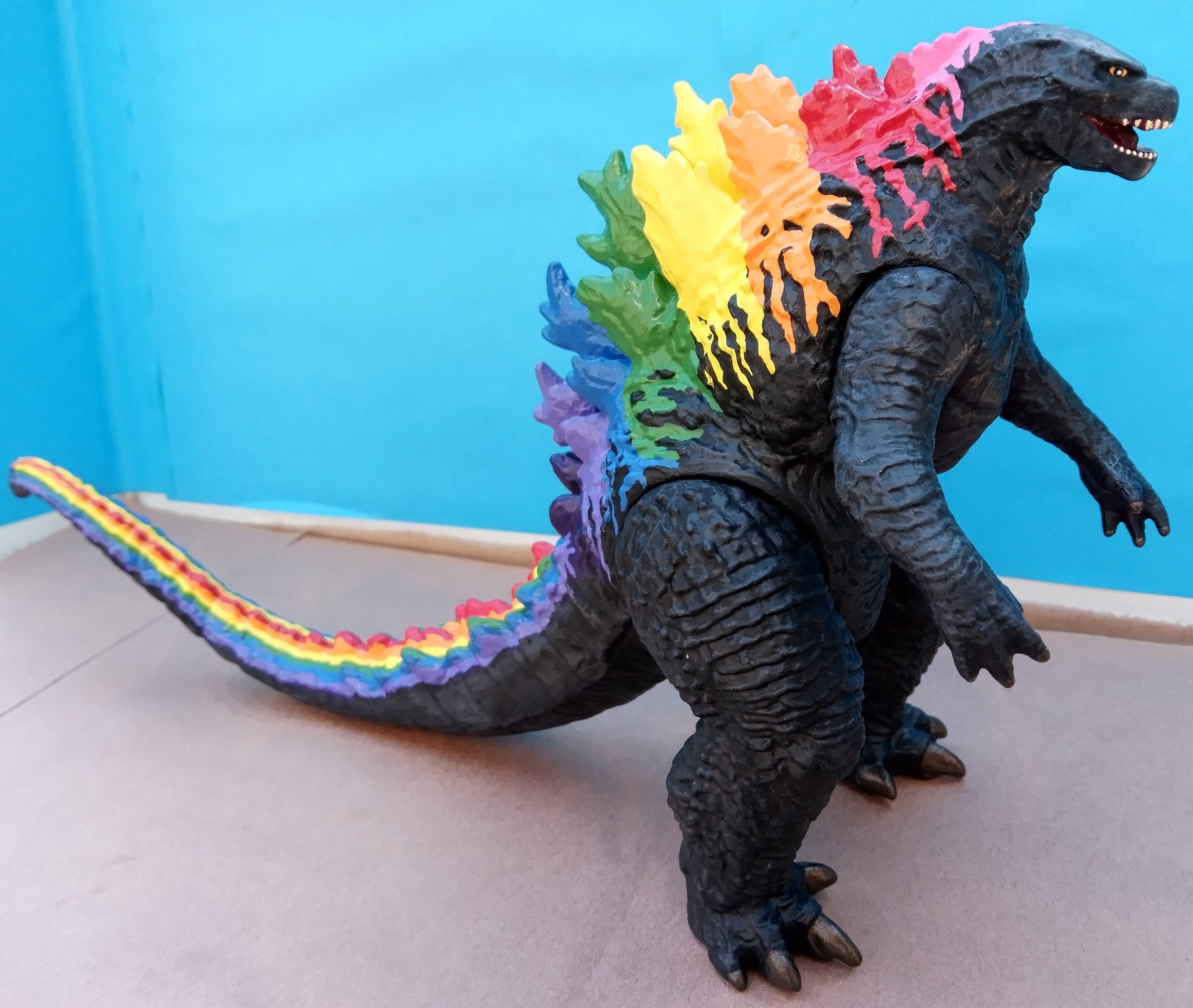 Rainbow Godzilla Custom 6 Figure Repaint 2019 Godzilla King of the ...