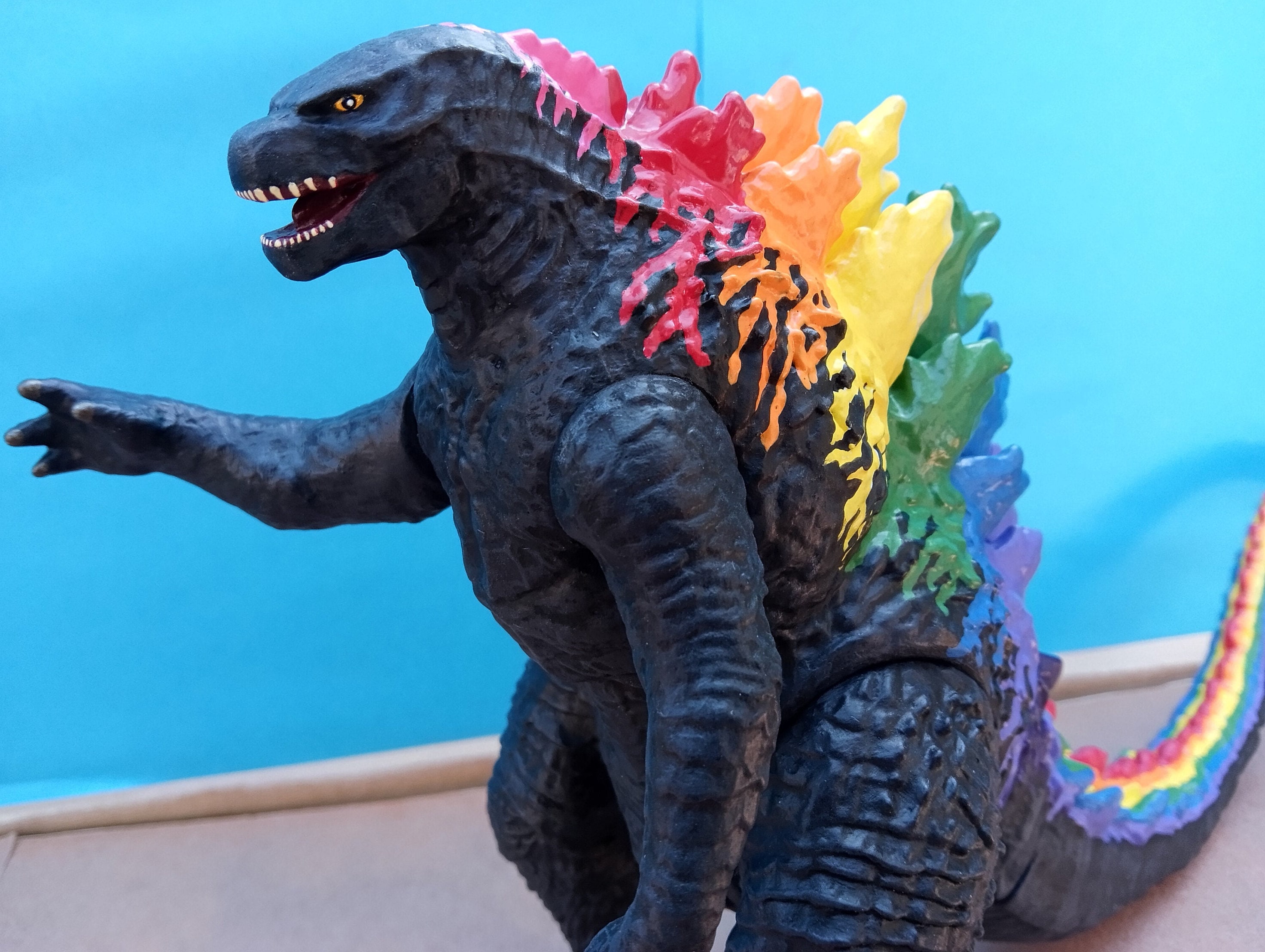 Rainbow Godzilla Custom 6 Figure Repaint 2019 Godzilla King of the ...