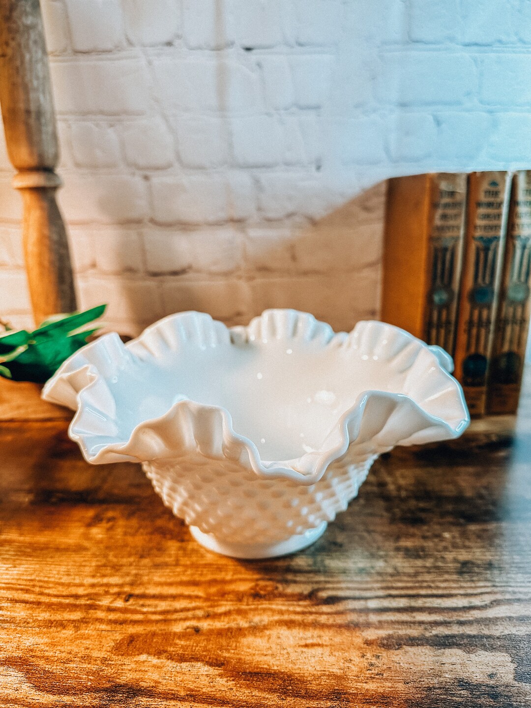 Fenton Ruffled Hobnail Milk Glass Bowl - Etsy
