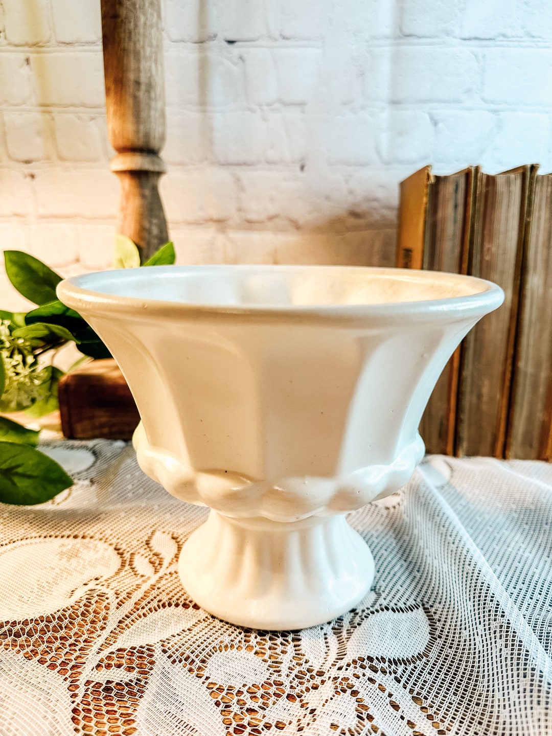Vintage Cream Haeger Planter Compote Urn - Etsy