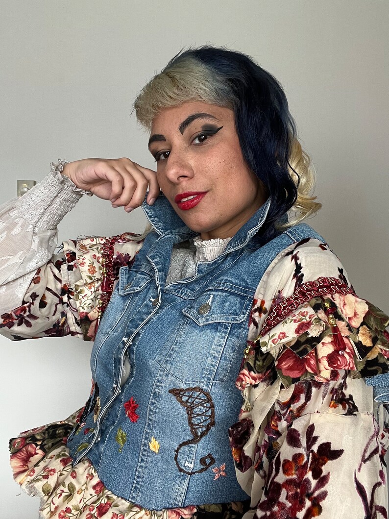 Rustic Autumn Denim Embroidered Jacket - Etsy
