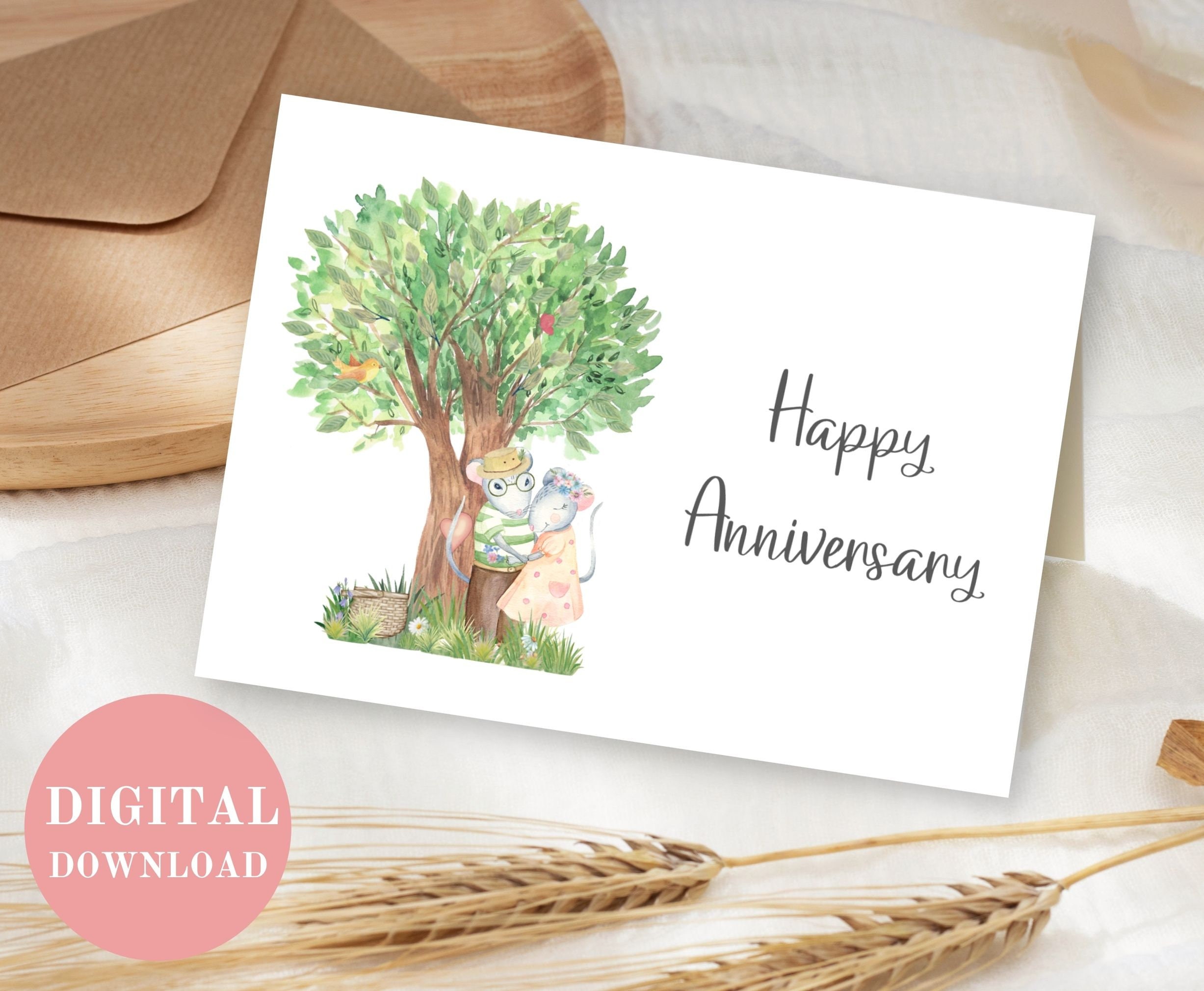 Printable Anniversary Card for Couple, Digital Happy Anniversary Card ...