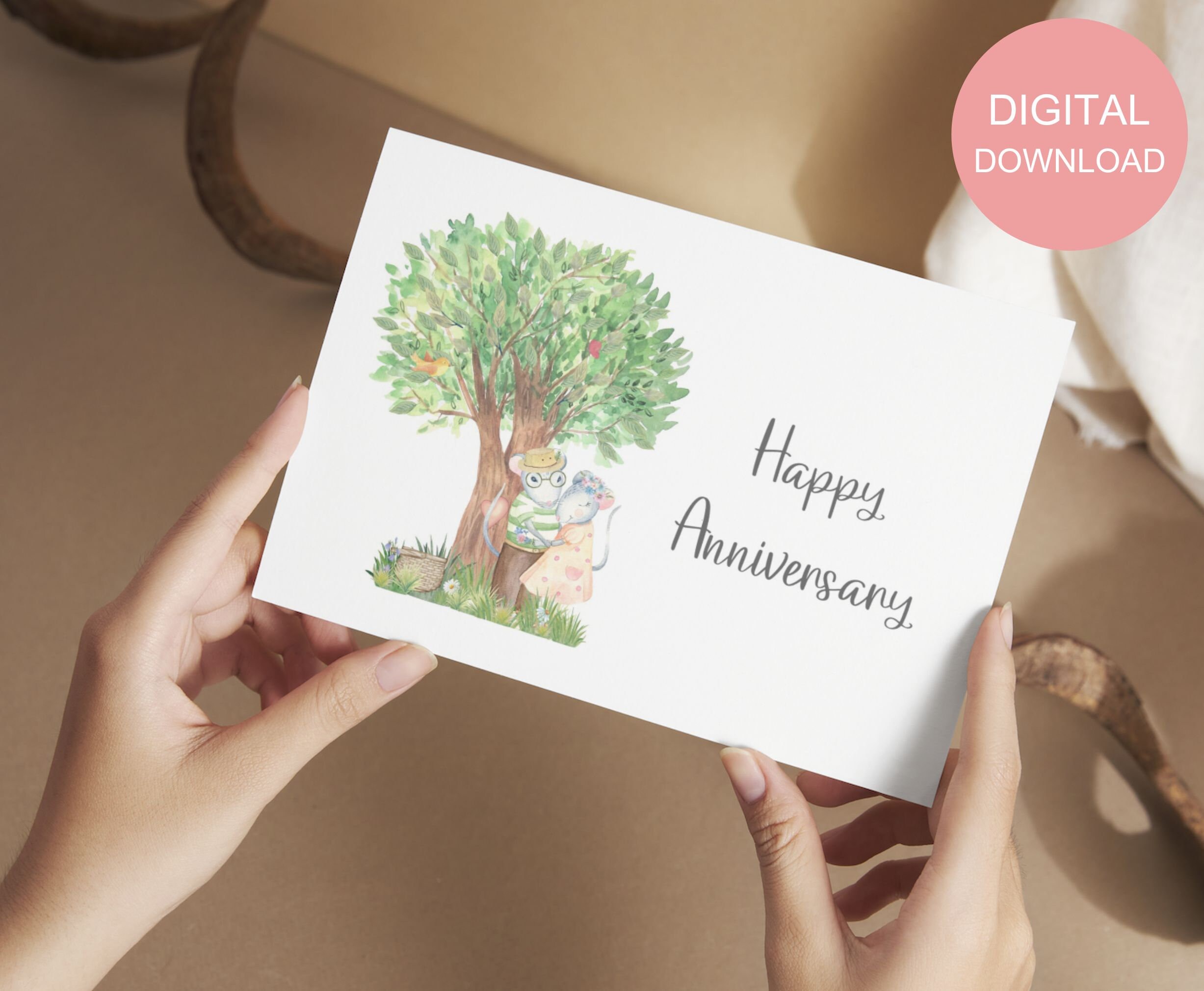 Printable Anniversary Card for Couple, Digital Happy Anniversary Card ...