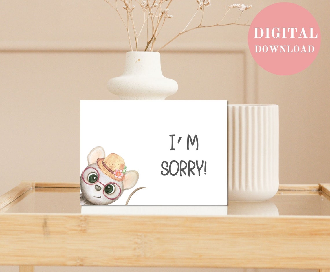 Printable Cute I'm Sorry Card, Digital Download Sorry Card for ...